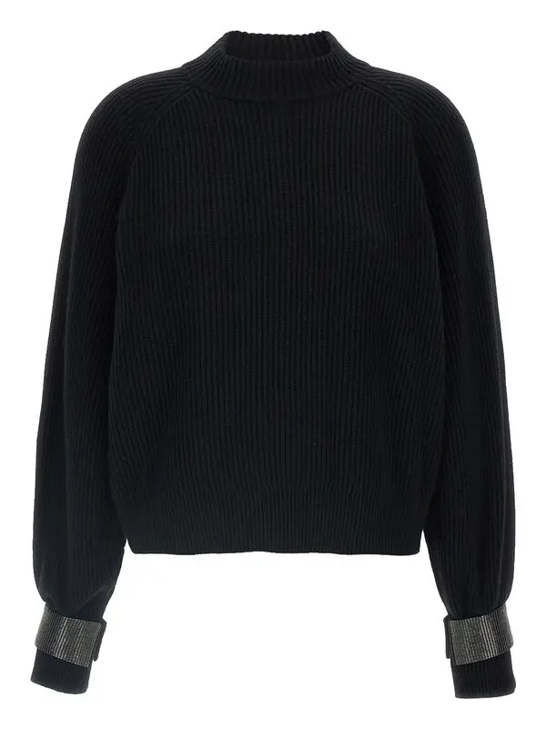 Brunello Cucinelli Monile Cuffs Sweater - Black