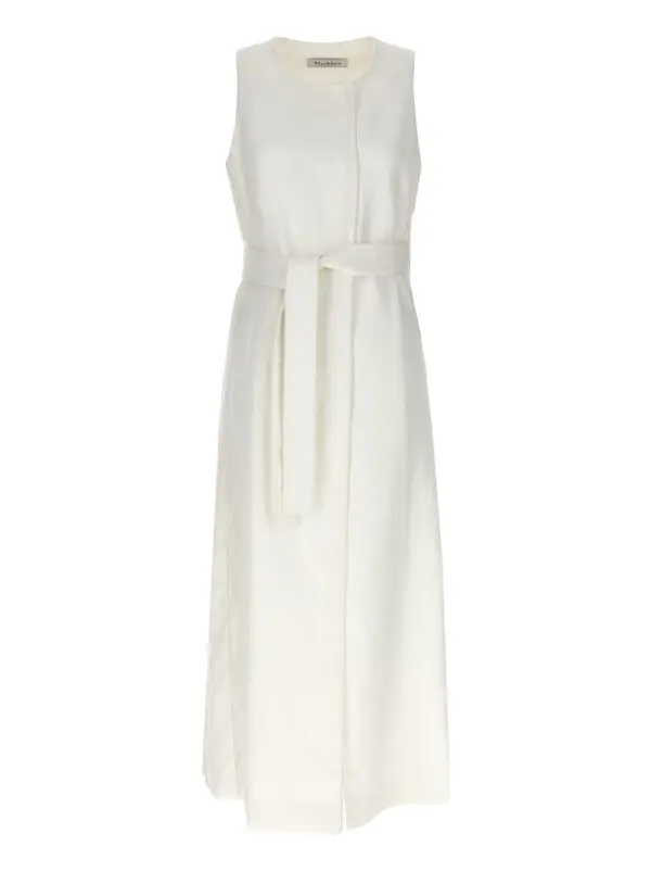 Max Mara Aureo Linen Maxi Waistcoat - White