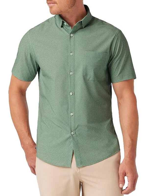 Mizzen+main Leeward Short Sleeve Dress Shirt - Pale Green Dual Dots