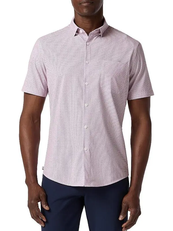 Mizzen+main Leeward Short Sleeve Dress Shirt - Rose Geo Texture