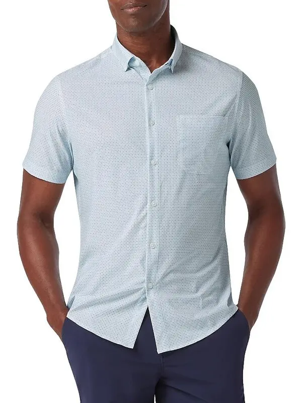 Mizzen+main Leeward Short Sleeve Dress Shirt - White Geo Bloom