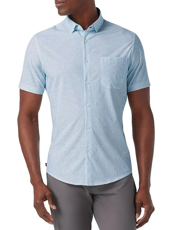 Mizzen+main Leeward Short Sleeve Dress Shirt - White Geo