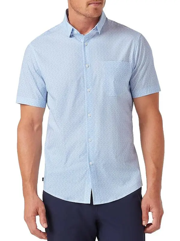 Mizzen+main Leeward Short Sleeve Dress Shirt - White Triangle Dash