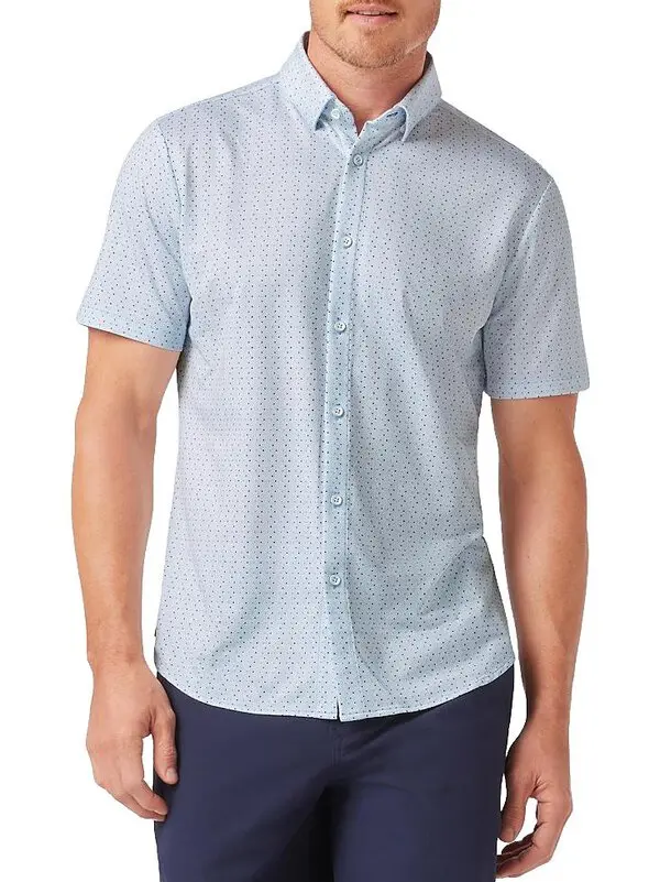 Mizzen+main Halyard Short Sleeve Dress Shirt - Light Blue Trellus