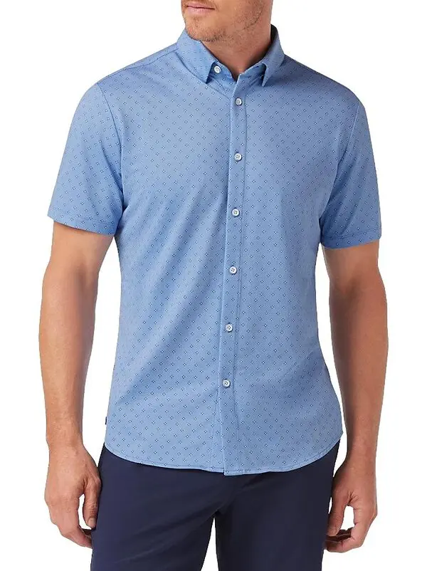 Mizzen+main Halyard Short Sleeve Dress Shirt - Provence Dot Geo