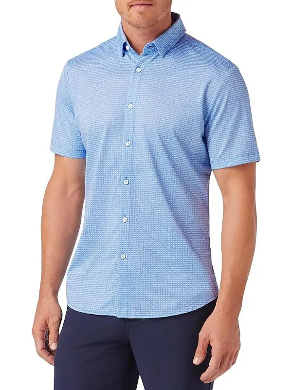 Mizzen+main Halyard Short Sleeve Dress Shirt - Provence Woven Tile