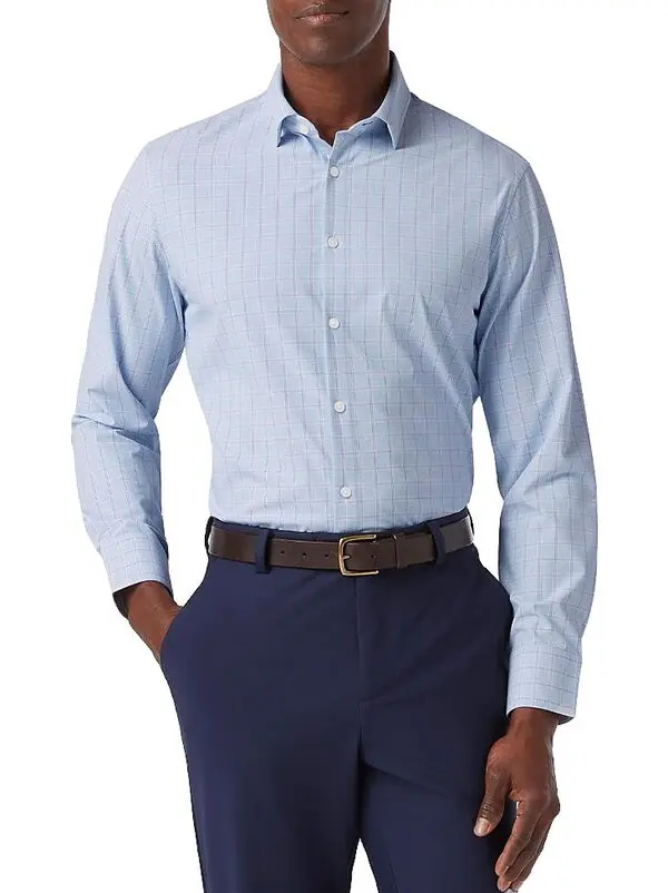 Mizzen+main Leeward Long Sleeve Dress Shirt - Chambray Hampton Plaid