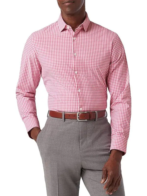 Mizzen+main Leeward Long Sleeve Dress Shirt - Pink Alamo Gingham