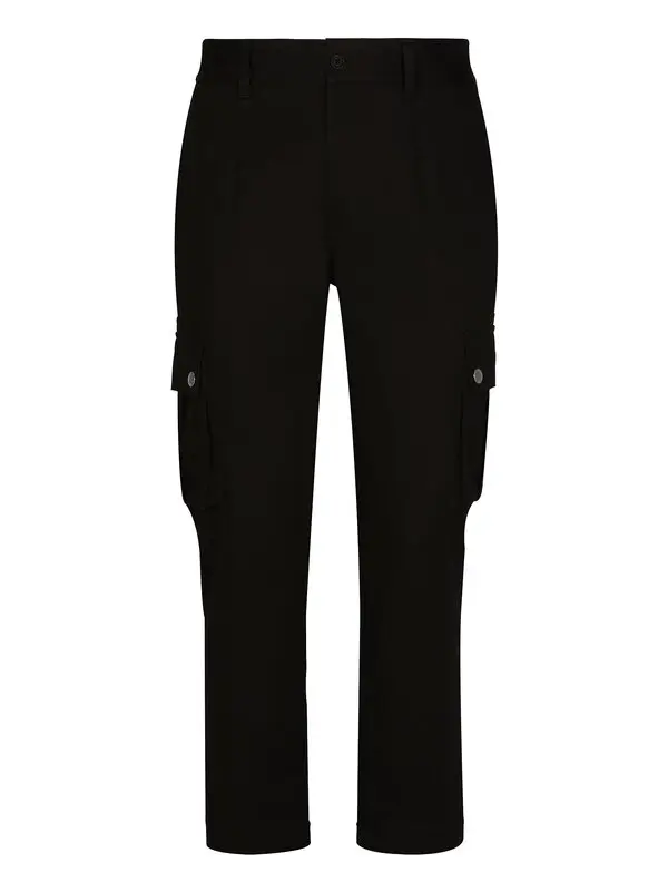 Dolce & Gabbana Cotton Cargo Pants With Metal Logo Tag - Black
