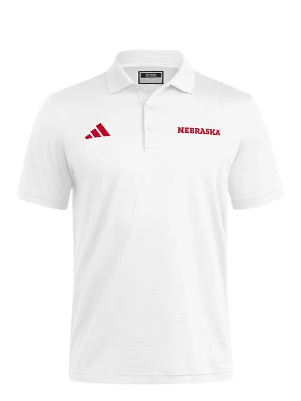 Adidas Nebraska Cornhuskers Coaches Ottoman Polo - White / Team Power Red / Team Power Red