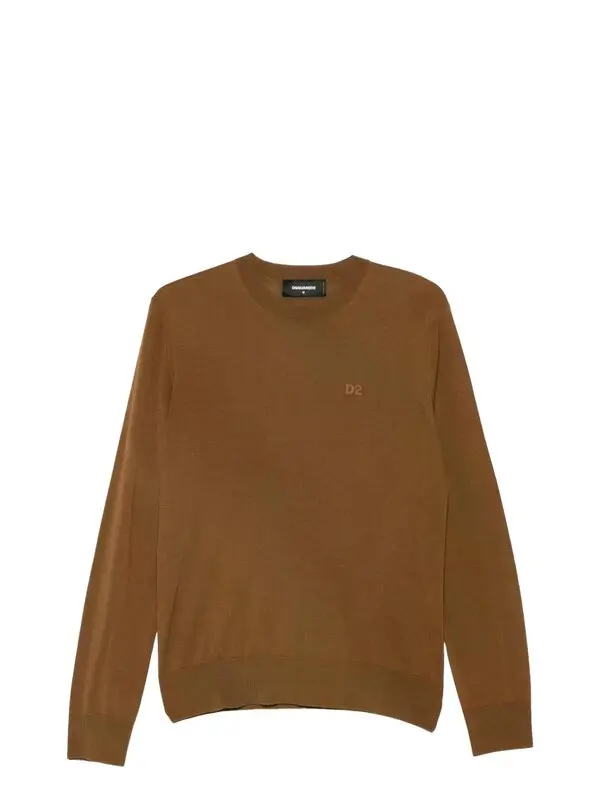 Dsquared2 Logo Embroidered Wool Top - Brown