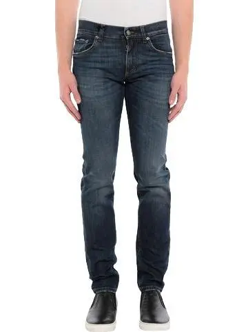 Dolce & Gabbana Jeans With Leather Trims And Logo - Blue