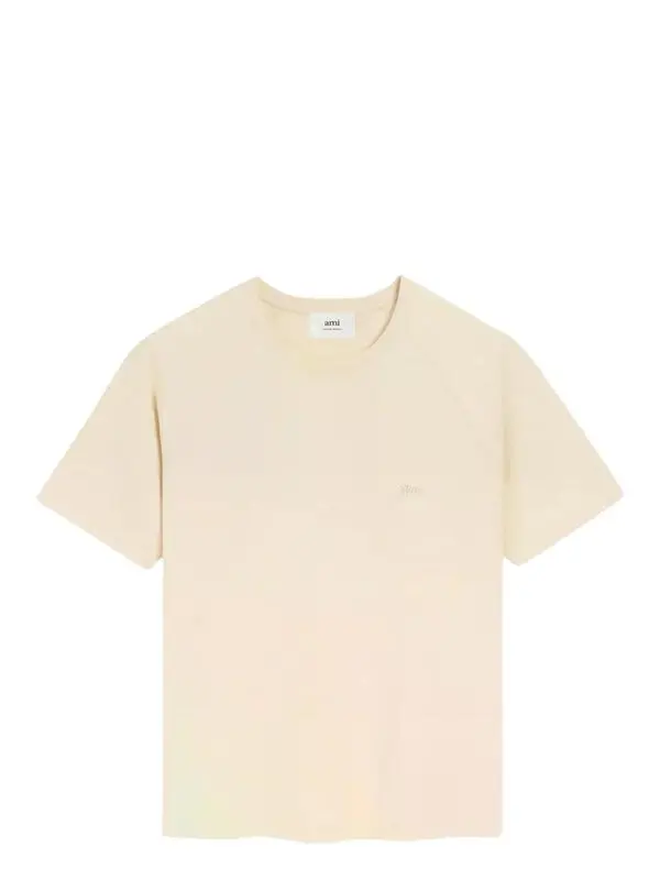Ami Embroidered Raglan-sleeve T-shirt - Neutrals
