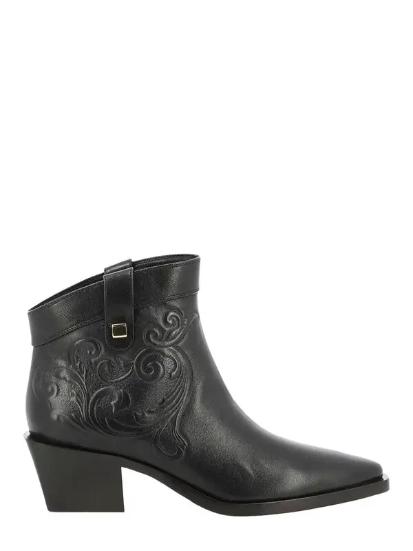 MAISON SKORPIOS 60mm Alexandra Cordoba Leather Cowboy Boots - Black