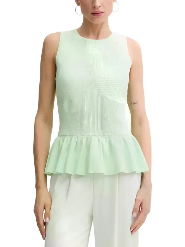 Karl Lagerfeld Ribbed Peplum Top - Green