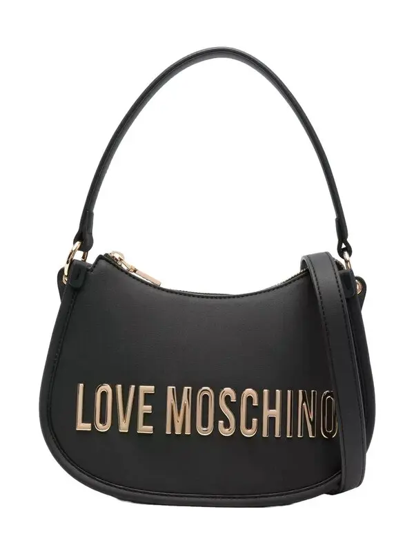 Moschino Logo-plaque Curved Shoulder Bag - Black