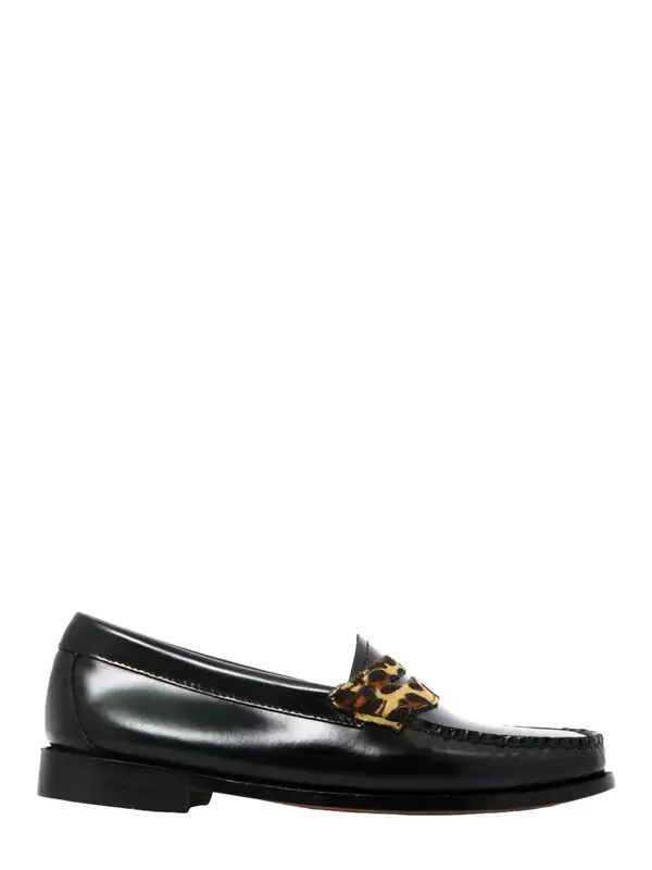 G.H.BASS Leopard-print Strap Loafers - Black