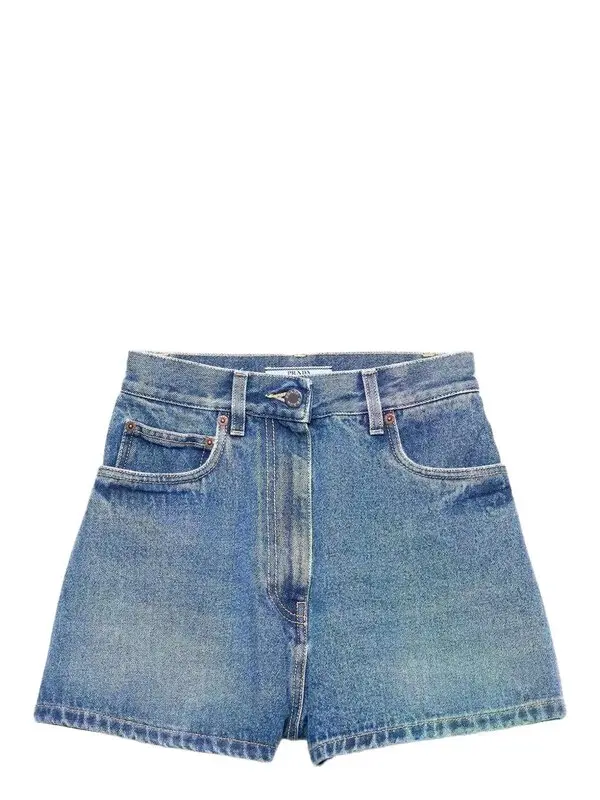 Prada High-rise Denim Shorts - Blue