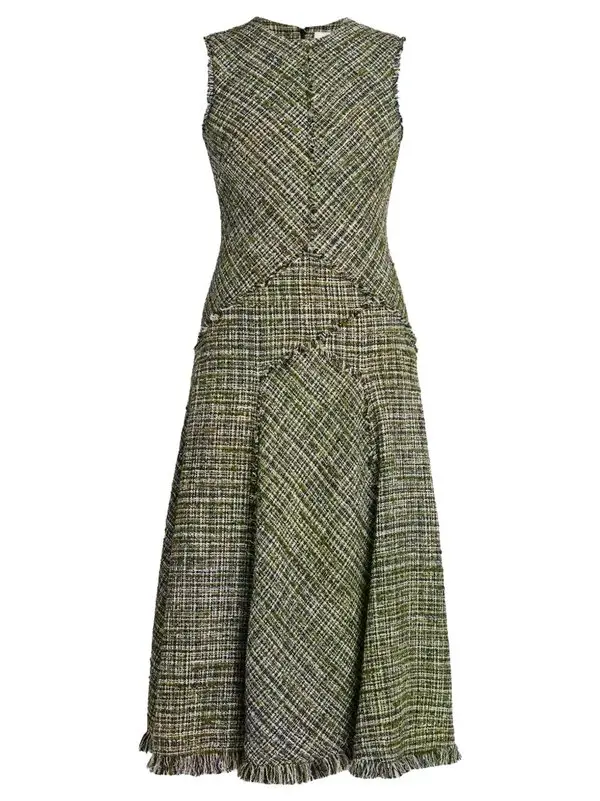 Erdem Tweed Sleeveless Midi Dress - Green