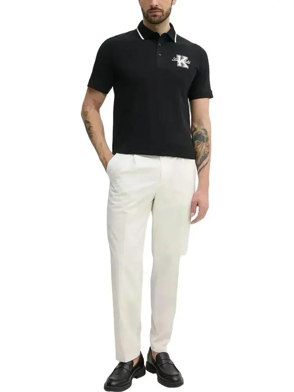 Karl Lagerfeld Logo-patch Cotton-blend Polo Shirt - Black