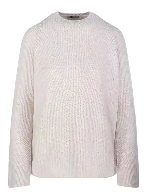 Max Mara Ribbed Knit Raglan-sleeve Sweater - White