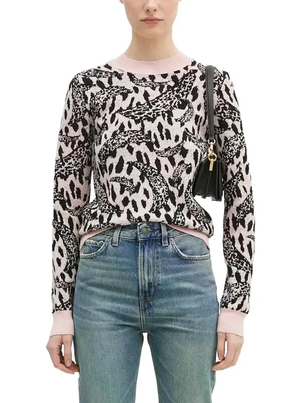 Fiorucci Leopard-jacquard Crew-neck Sweater - Pink