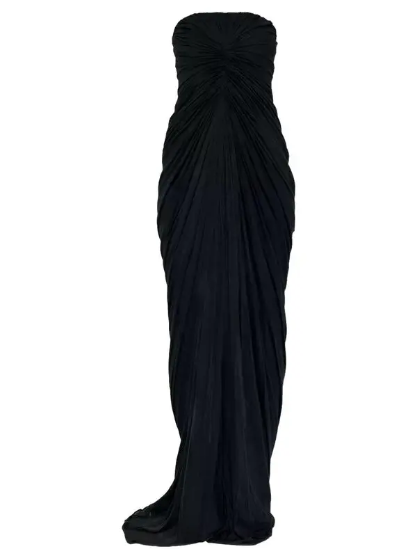 Rick Owens Strapless Draped Maxi Dress - Black