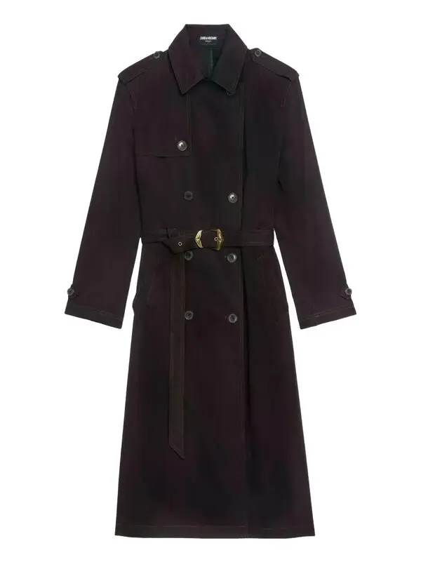 Zadig&Voltaire Kenar Double-breasted Belted Trench Coat - Brown