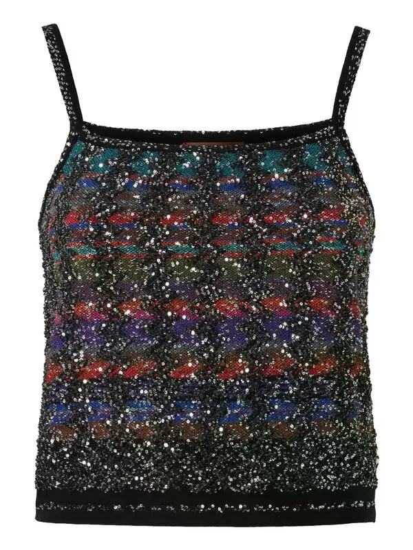 Missoni Sequin-embellished Striped Top - Black