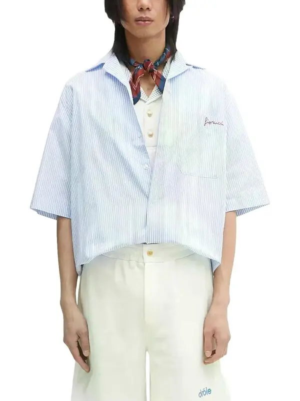 Fiorucci Striped Embroidered Shirt - Blue