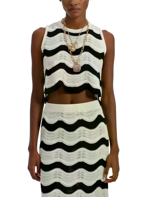 La DoubleJ Wave-pattern Knitted Top - Black