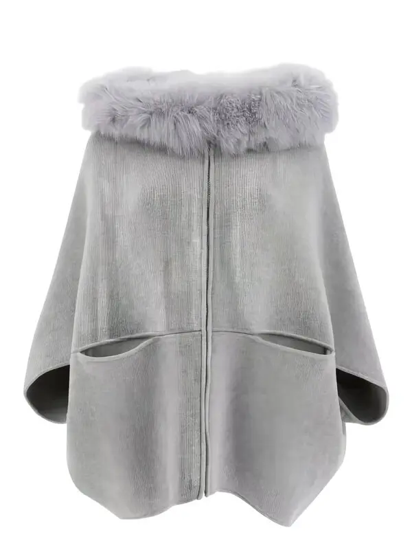 GIOVI Fur-trimmed Zip-front Cape - Grey