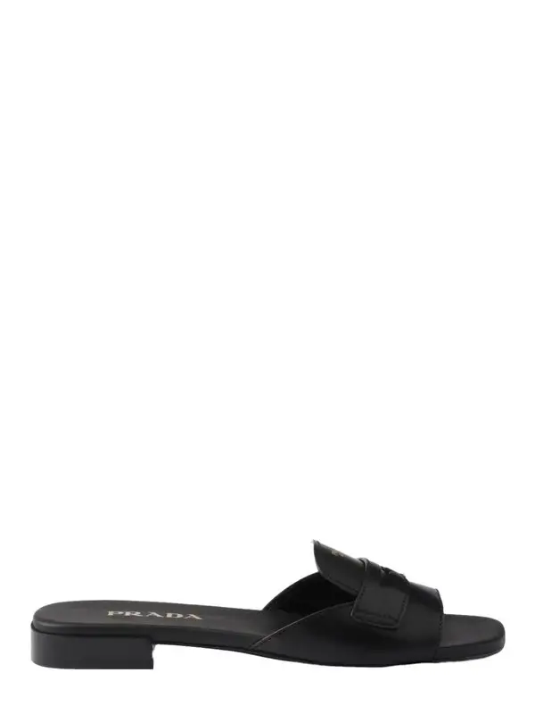 Prada Logo-stamp Leather Sandals - Black
