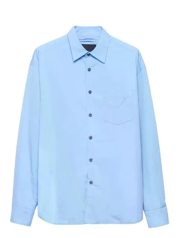 Prada Triangle-logo Cotton Shirt - Blue