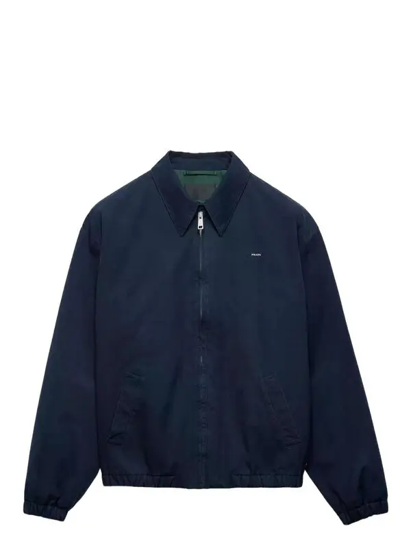 Prada Embroidered Logo Zip-up Jacket - Blue