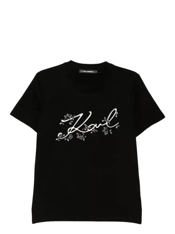 Karl Lagerfeld Logo-embroidered T-shirt - Black