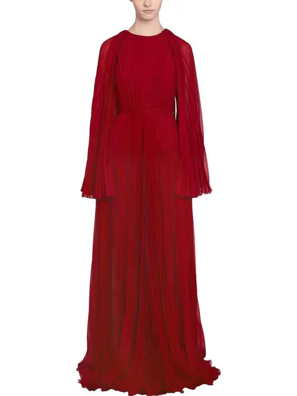Giambattista Valli Pleated Cape-detail Maxi Dress - Red