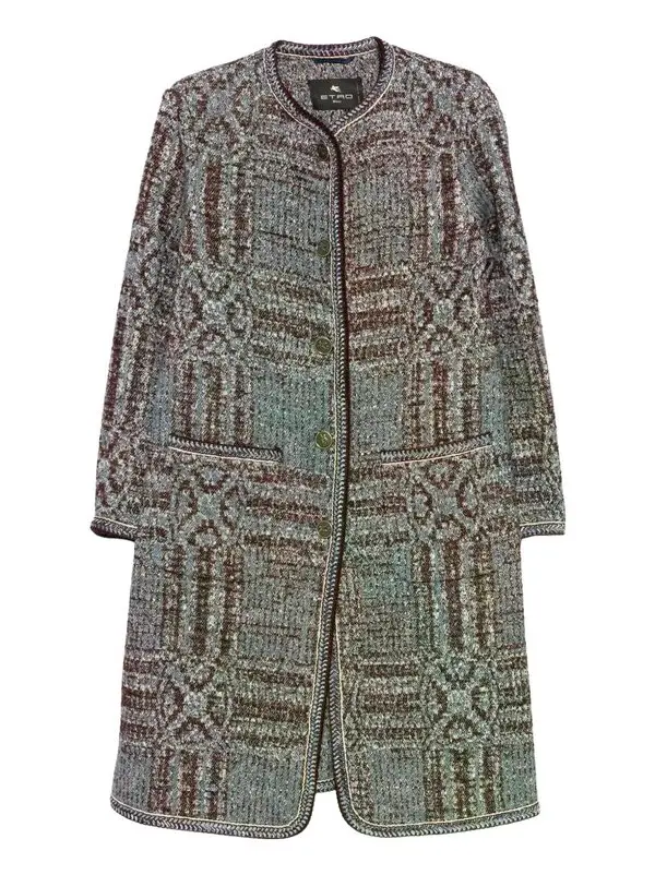 Etro Bouclé Jacquard Coat - Grey