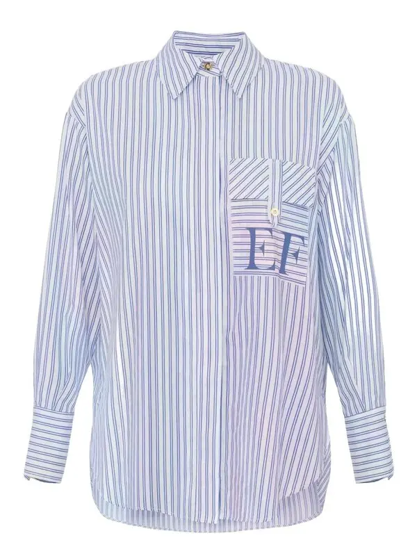 Elisabetta Franchi Cotton Striped Poplin Shirt - Blue