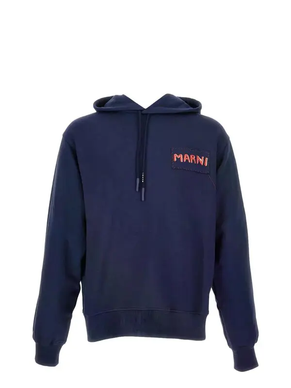 Marni Logo-patch Hoodie - Blue