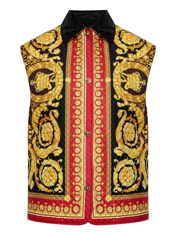 Versace Baroque-print Quilted Vest - Multicolour