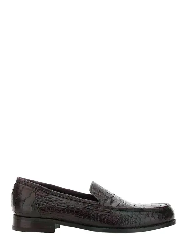 LIDFORT Embossed Crocodile Loafers - Red