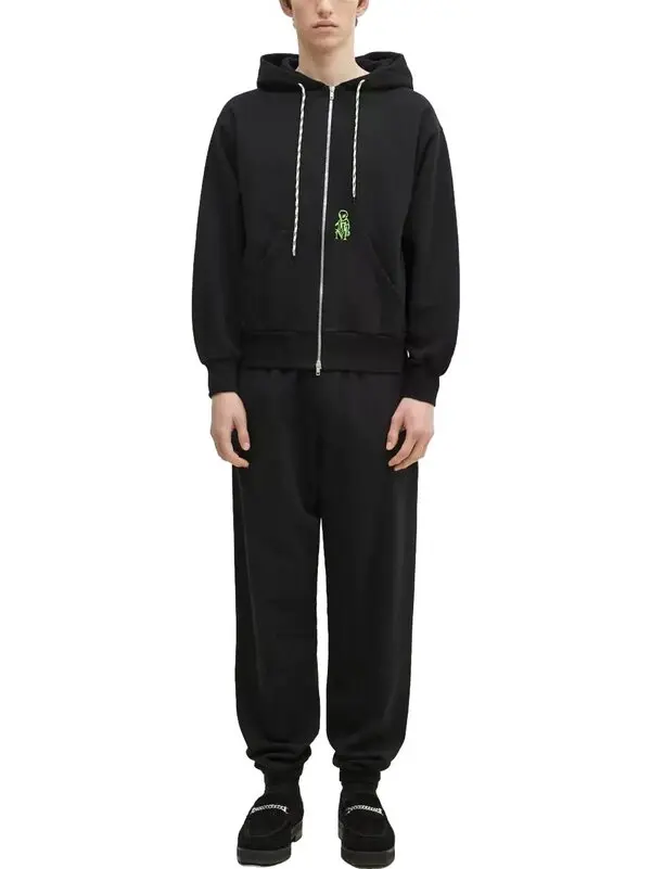 Aries Embroidered Cuffed Track Pants - Black