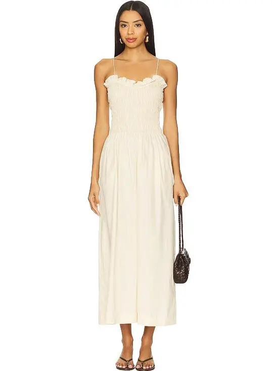SWF Ruffled Bodice Midi Dress - Neutral