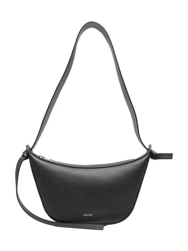 JIL SANDER Curved Knotted Shoulder Bag - Black