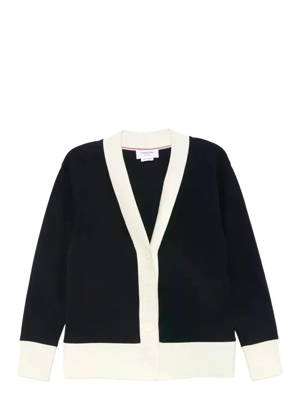 Thom Browne Contrasting-trim V-neck Cardigan - Blue