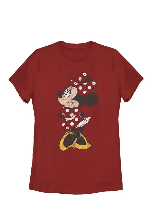MICKEY & FRIENDS Minnie Mouse Distressed Graphic T-shirt - Red