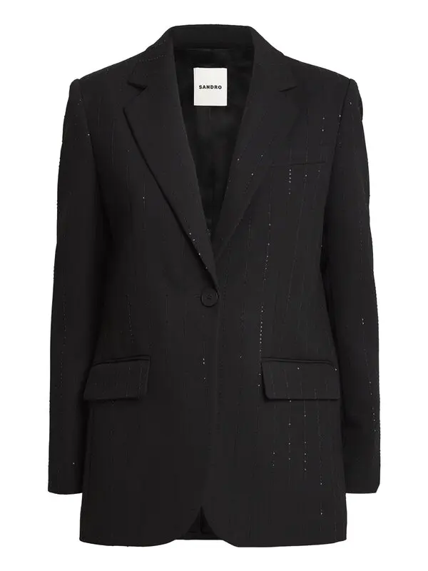 Sandro Sequin-stripe Opera Blazer - Black