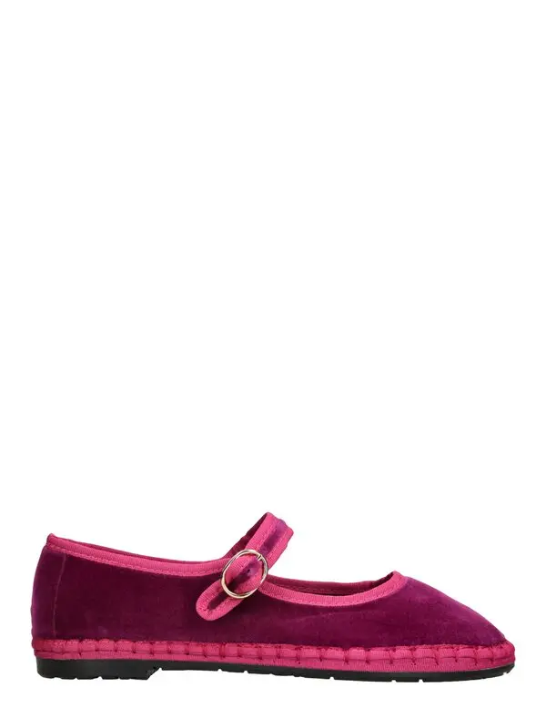 FLABELUS Velvet Mary Jane Flats - Pink