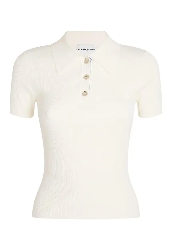 Claudie Pierlot Knitted Polo Shirt - White